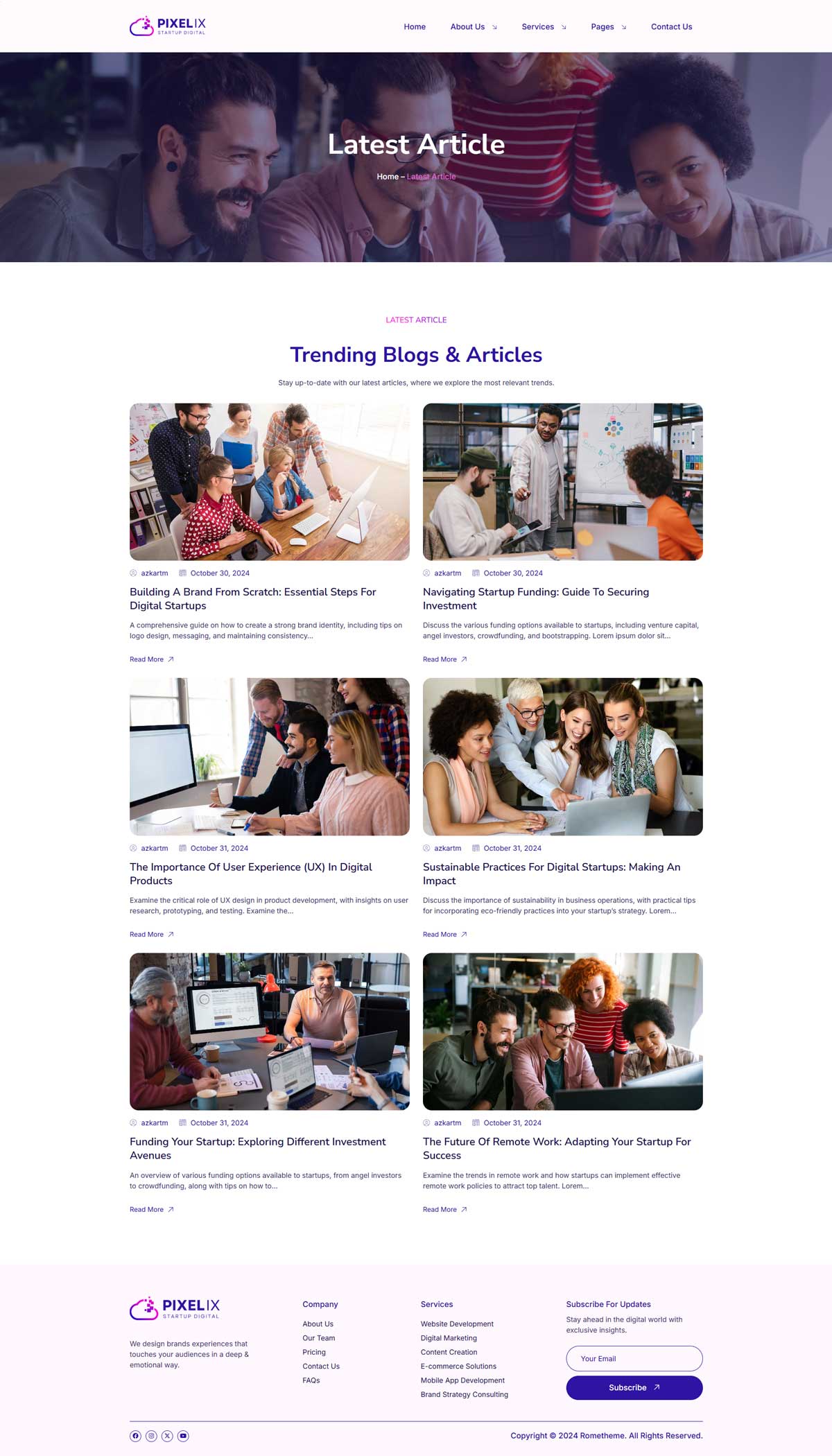 Pixelix - Startup Digital Agency Elementor Template Kit by Rometheme